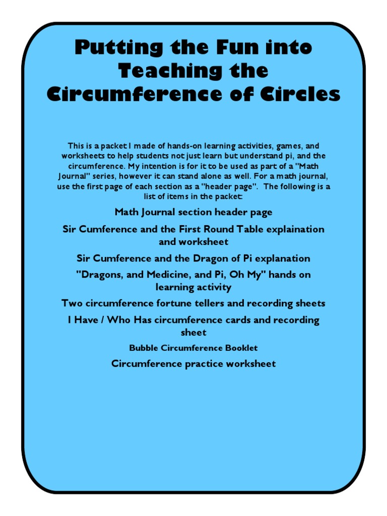 Circumference Packet PDF | PDF | Circle | Pi