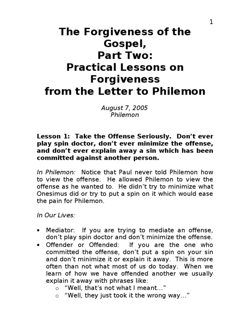 Sermon 9 - The Forgiveness of the Gospel, Part Two - Practical Lessons ...