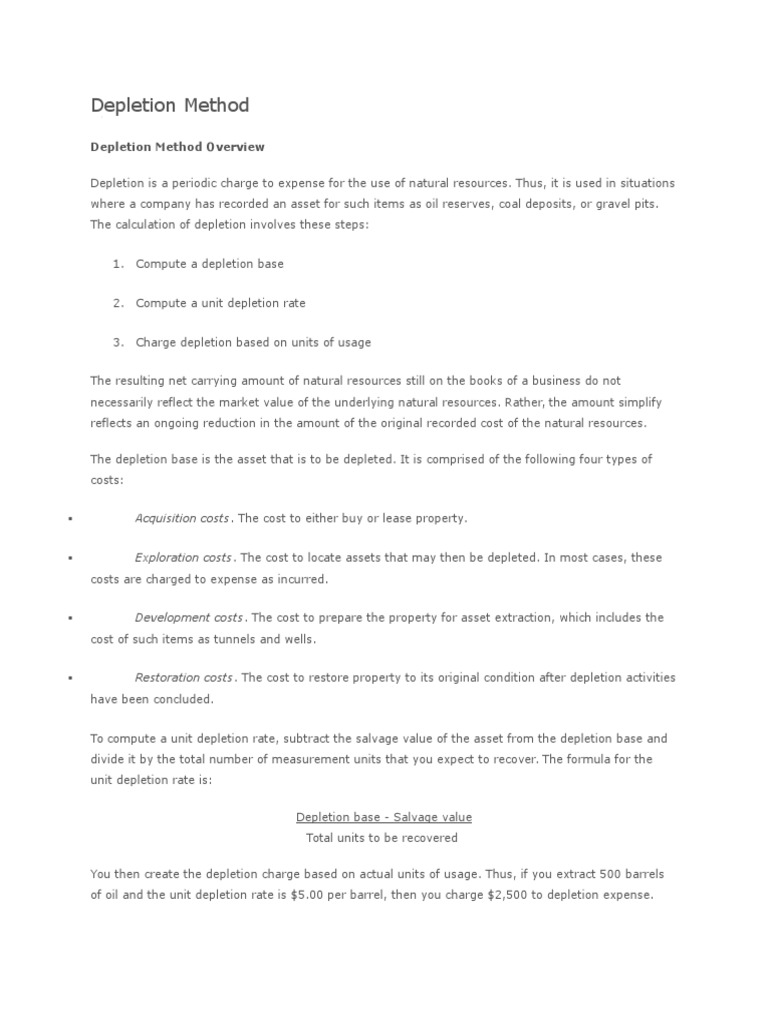 Depletion Method | PDF | Depreciation | Petroleum