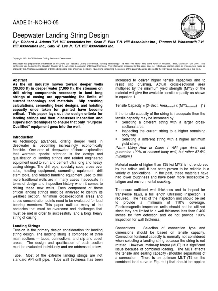 Deepwater Landing String Design | PDF | Strength Of Materials ...