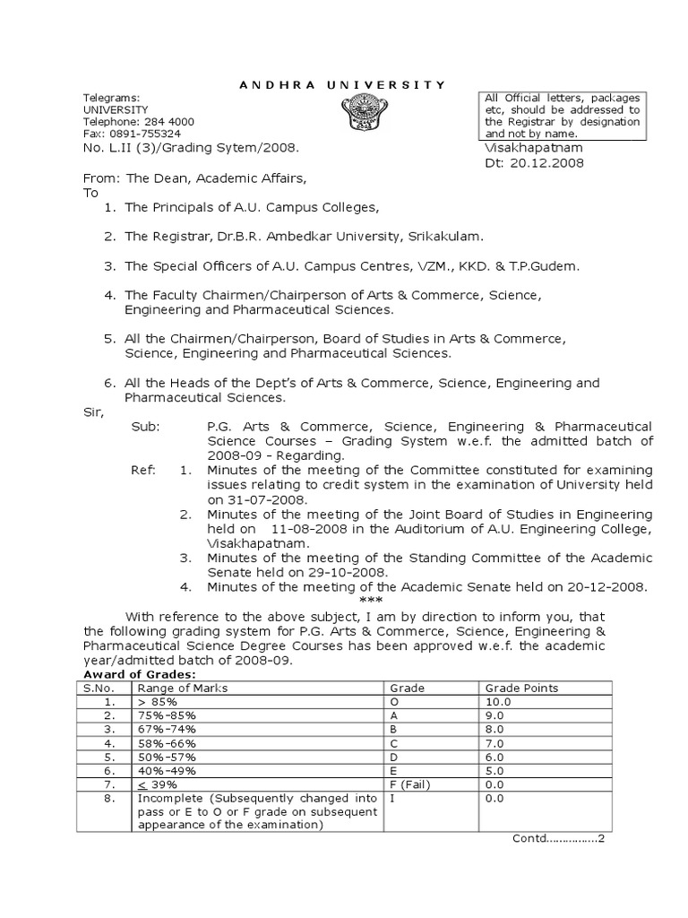 PG Grading System of AU | Educational Assessment And Evaluation | Learning
