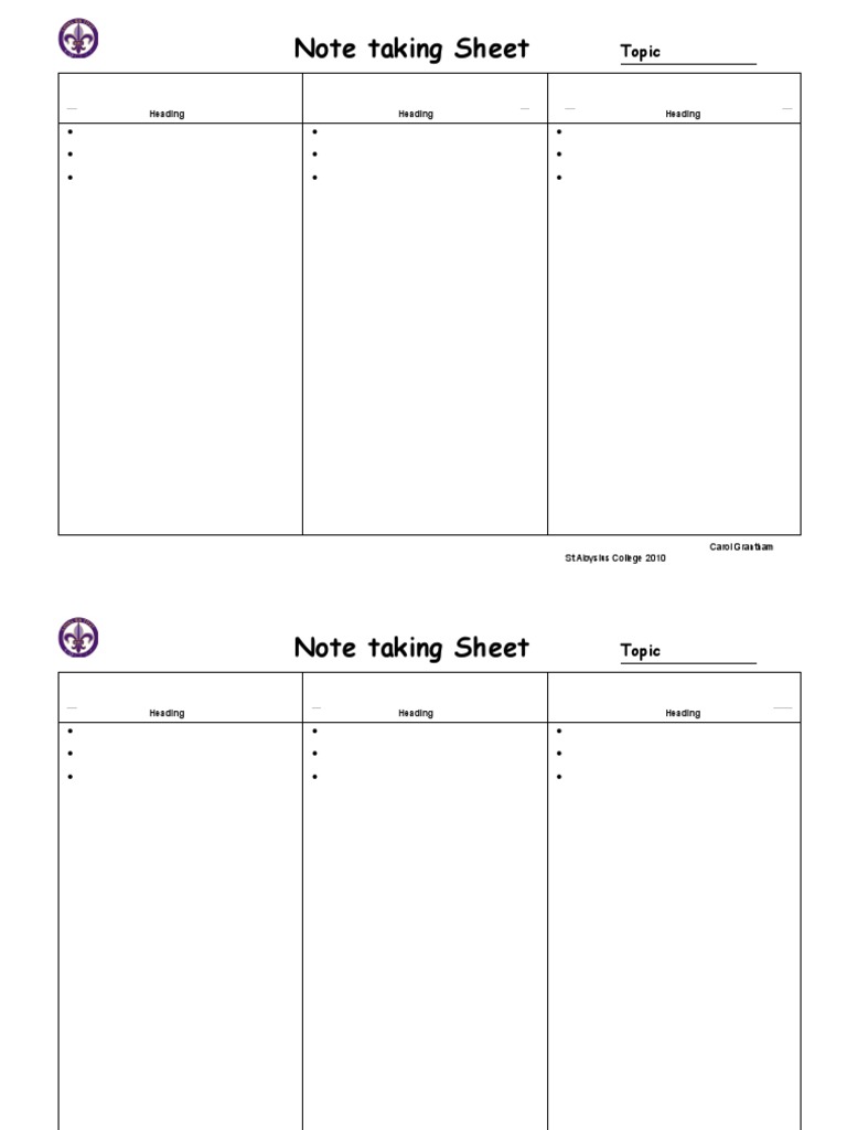 Student Note-Taking Template | PDF | Language Arts & Discipline