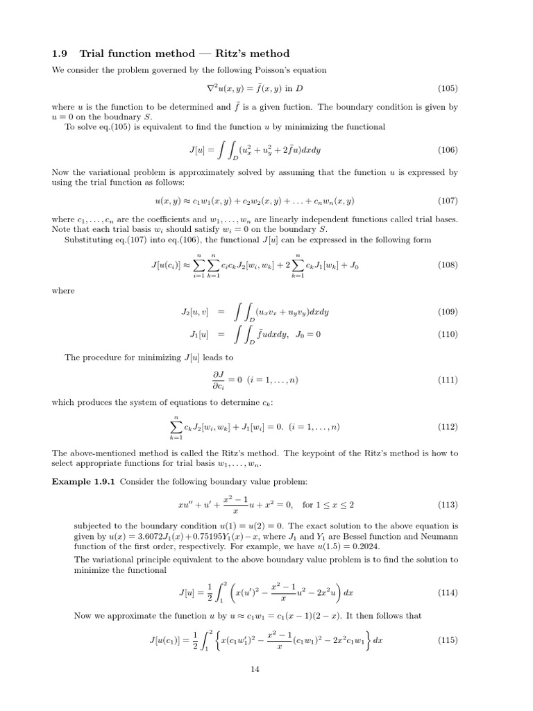 An Analysis of Ritz's Method for Solving Poisson's Equation Using Trial Functions | PDF ...