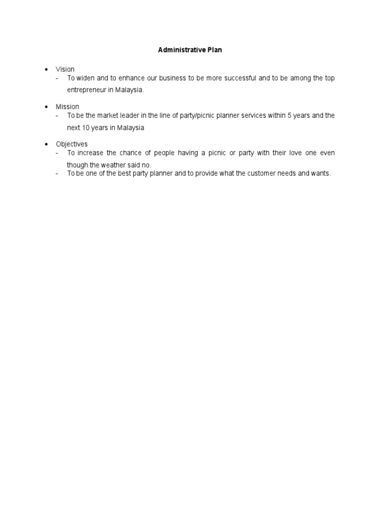 Administrative Plan Overview | PDF | Strategic Planning | Marketing