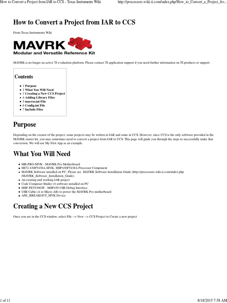 How To Convert A Project From IAR To CCS - Texas Instruments Wiki | PDF ...