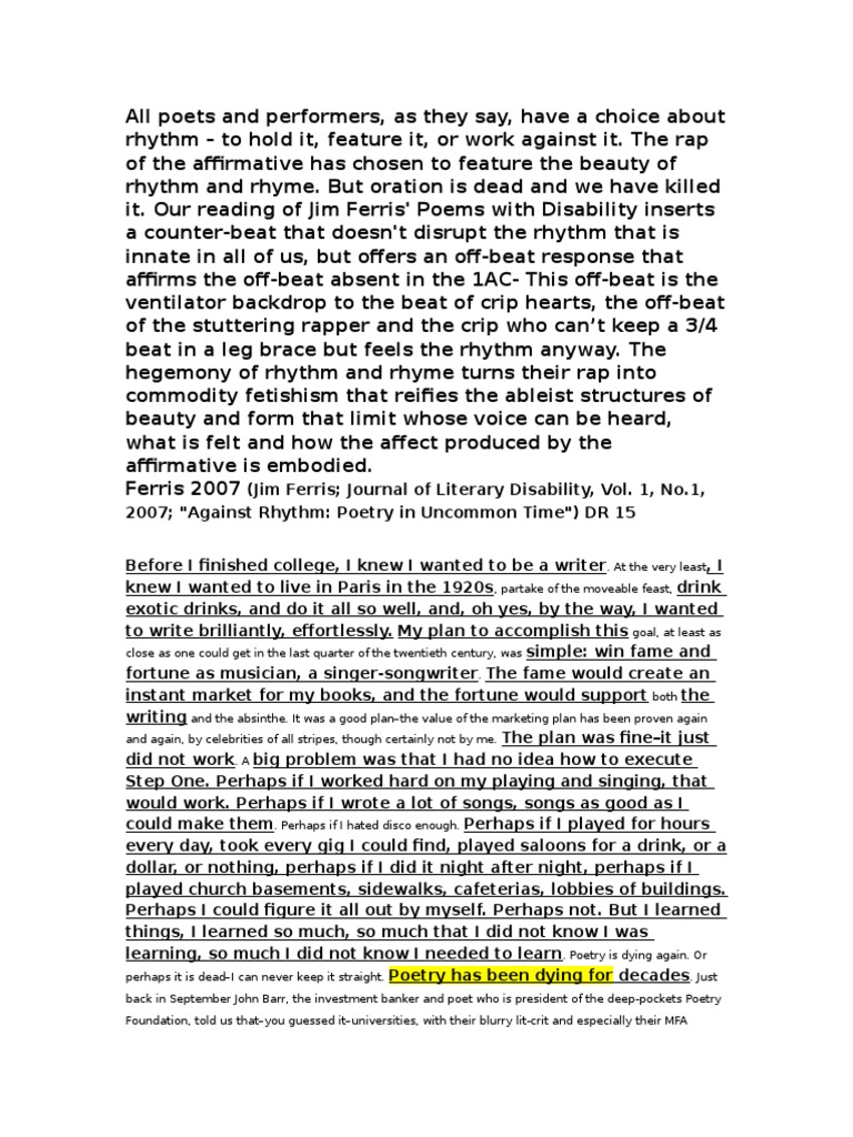 poems with disabilities | Poetry | Metre (Poetry)