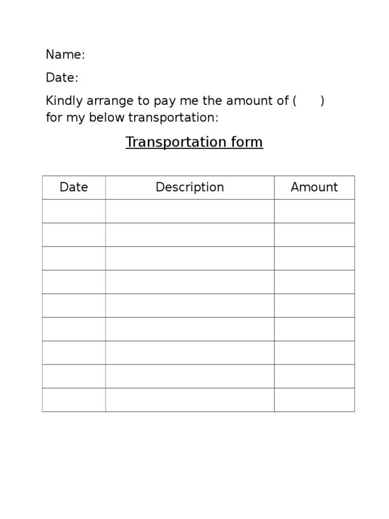 Transportation Payment Request Form | PDF