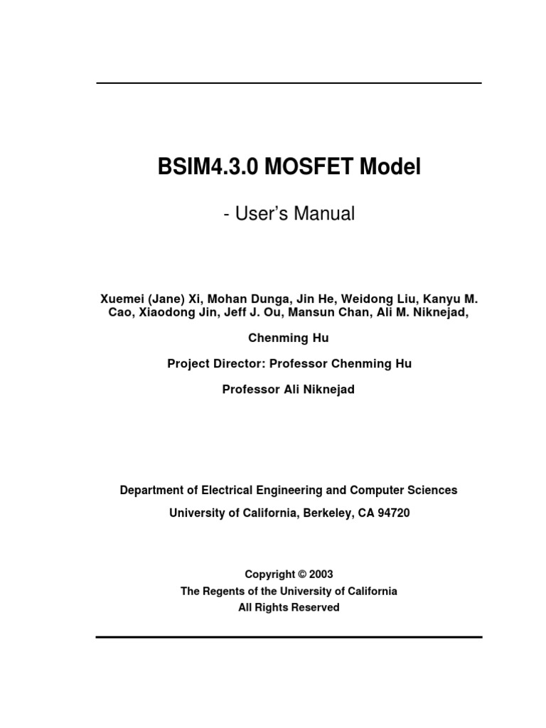 Cadence Tutorial-Bsim | PDF | Field Effect Transistor | Mosfet