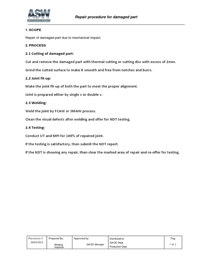 Repair Procedure | PDF
