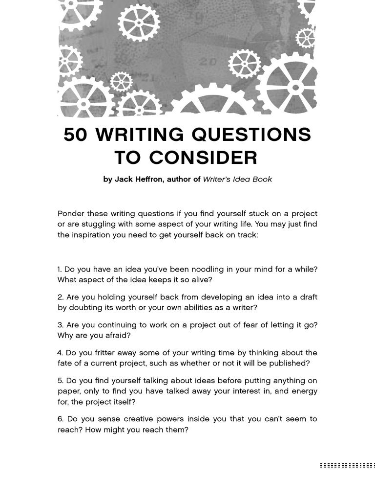 50 Writing Questions To Consider: Writer's Idea Book | PDF | Plot ...