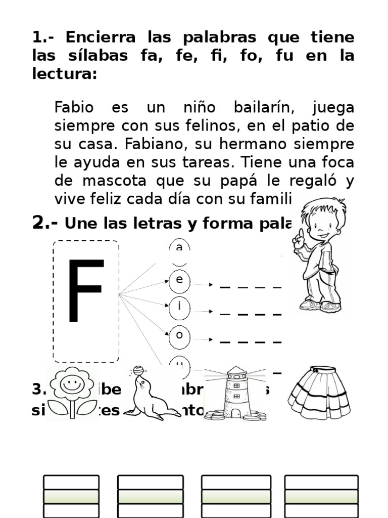 Actividades con la letra F para 1er grado | PDF