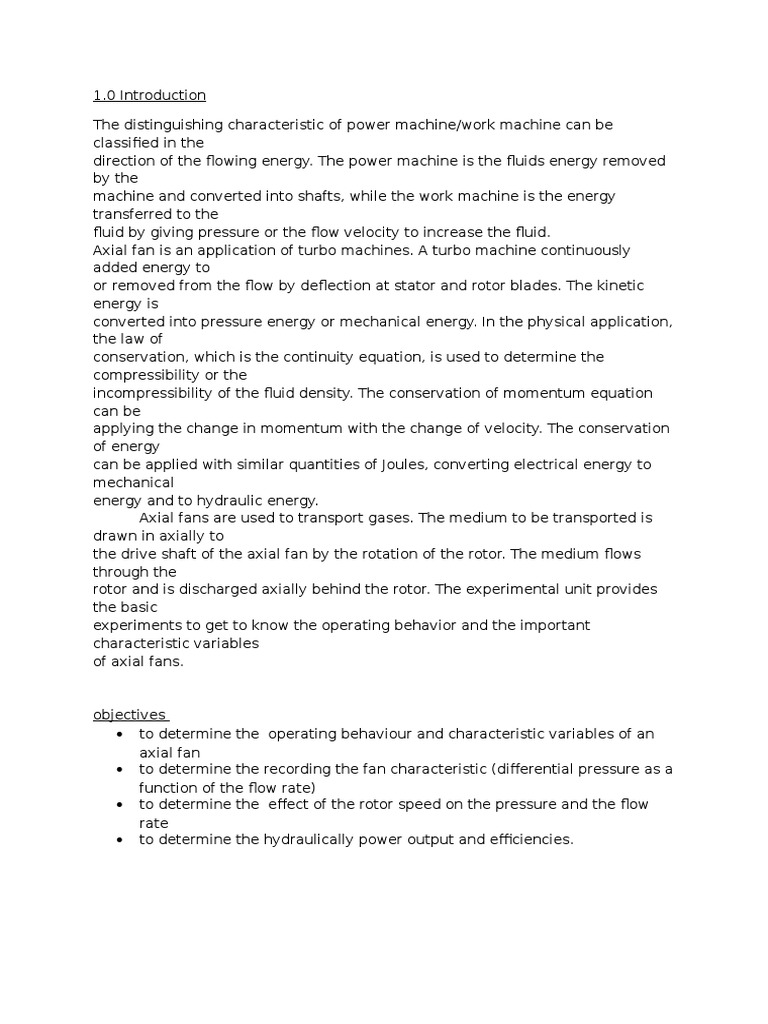 Axial Fan Report | PDF | Turbine | Turbomachinery