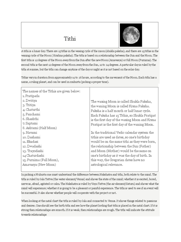 Tithi | PDF | Planets In Astrology | Ancient Astronomy