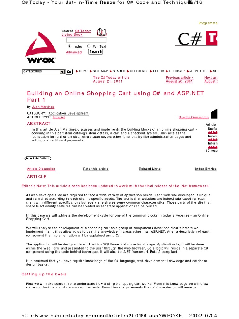 Building An Online Shopping Cart Using C Sharp and ASP Net Part 1 | PDF | Online Shopping ...
