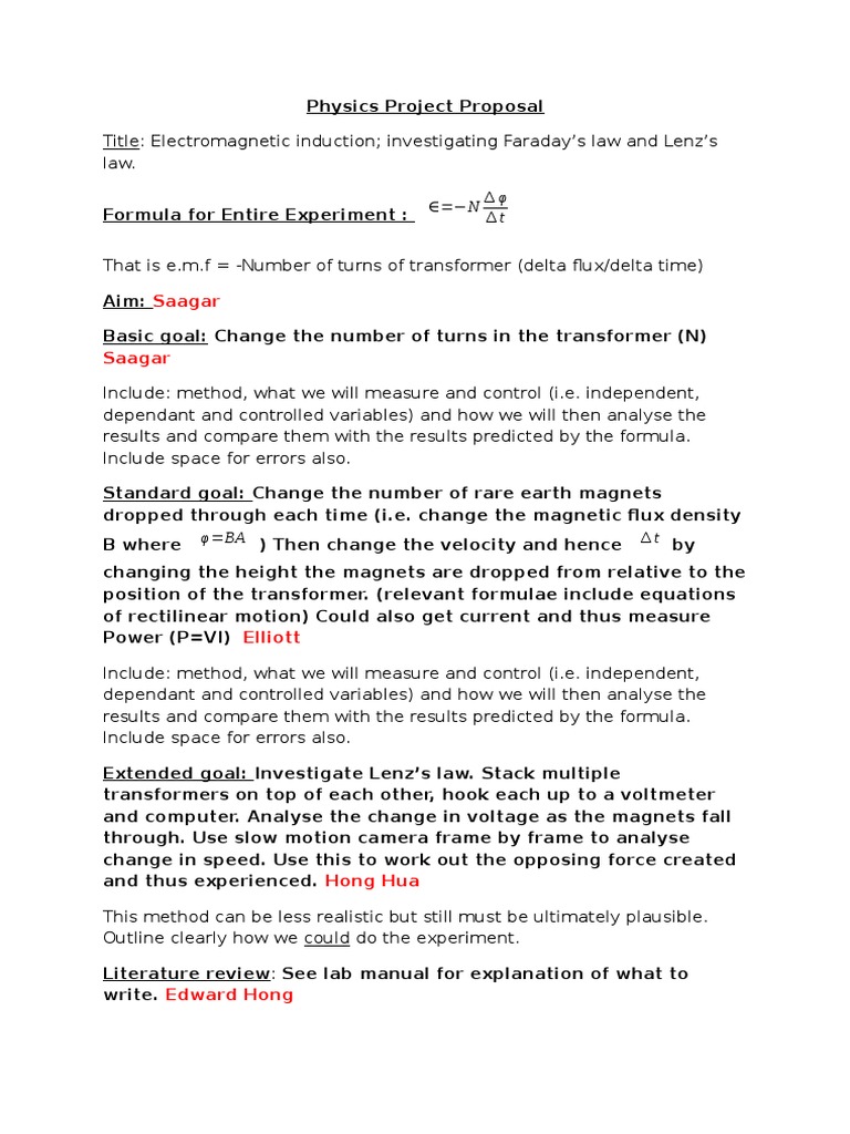 Physics Project Proposal | PDF