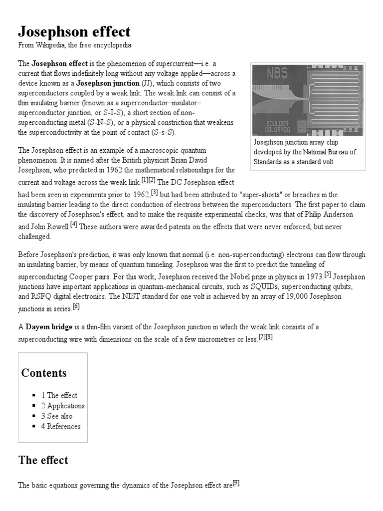 Josephson Effect - Wikipedia, The Free Encyclopedia | Solid State ...