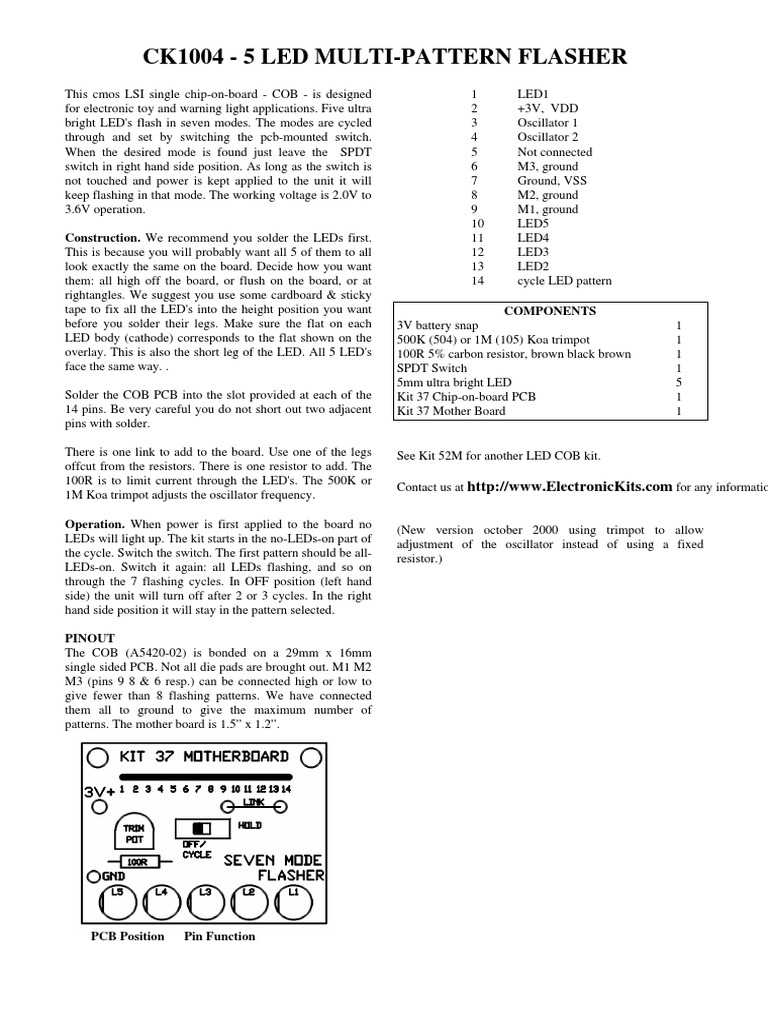 5 LED Multi Sequential Flasher | PDF | Printed Circuit Board | Resistor