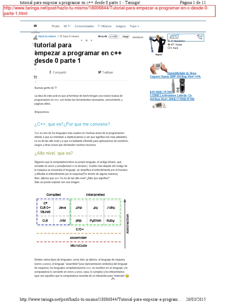 Tutorial para Programar en C | PDF | Lenguaje de programación | C