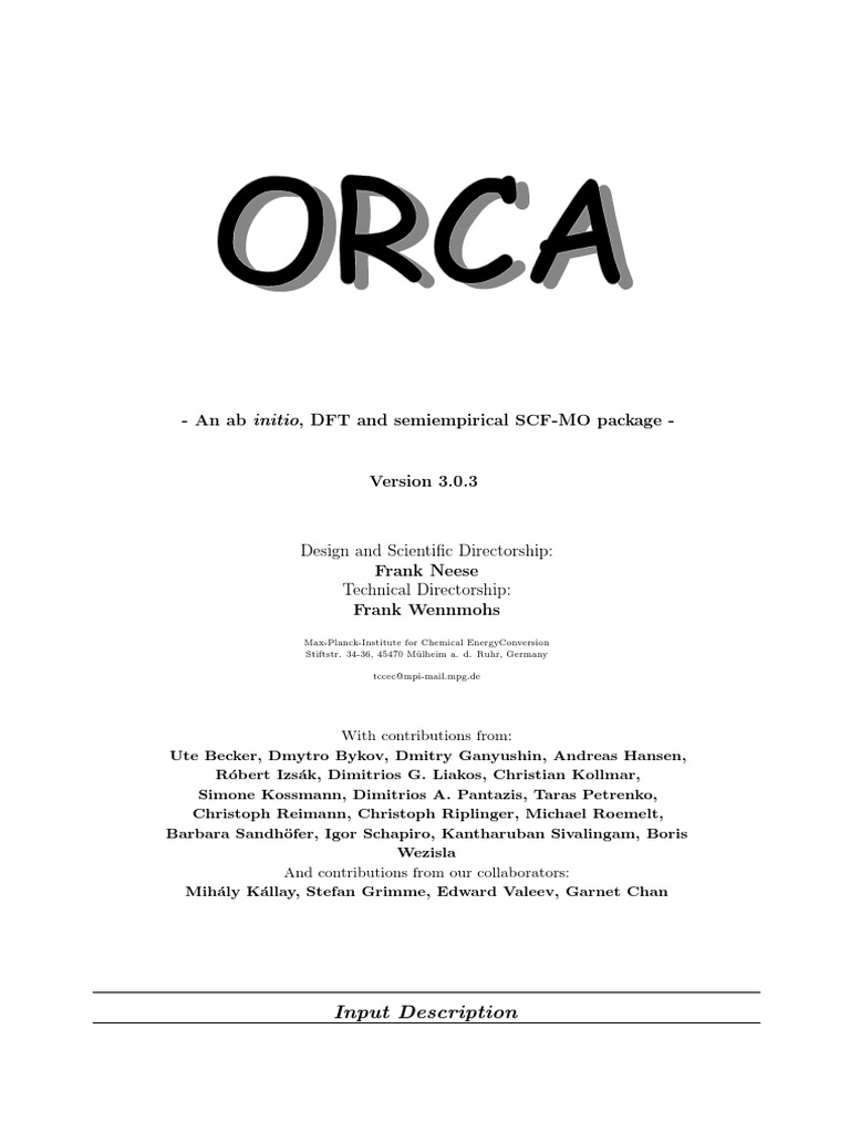 Orca Manual 3 0 3 | PDF | Density Functional Theory | Computational ...