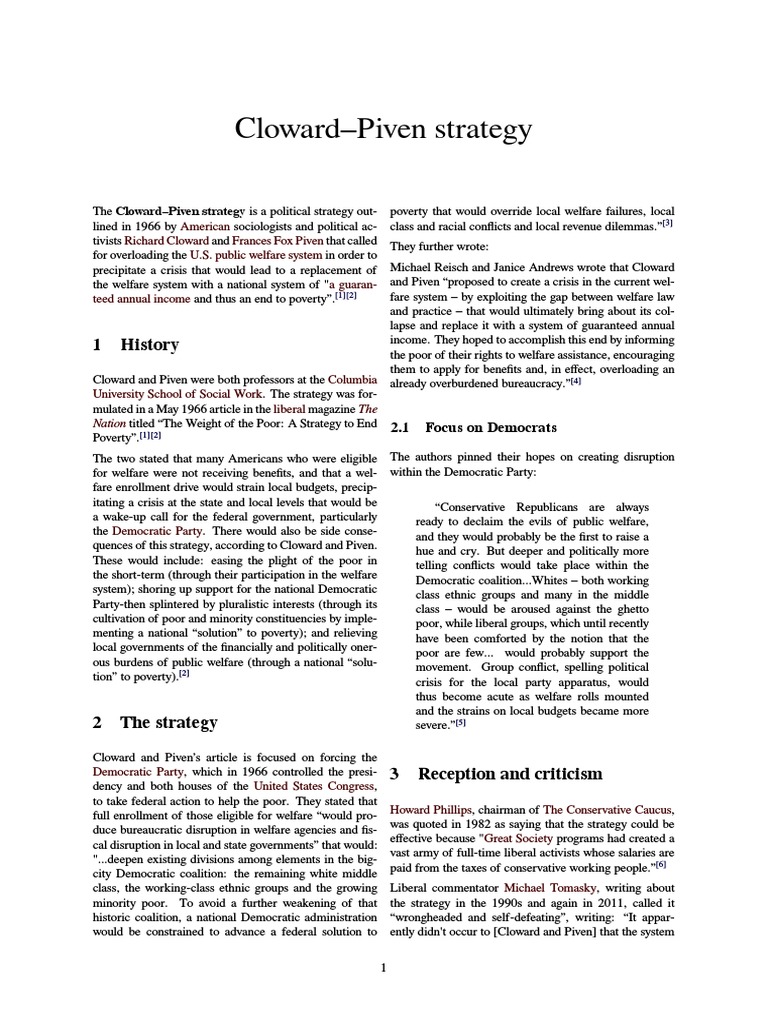 Cloward-Piven Strategy - Estratégia Cloward-Piven | PDF | Politics Of ...