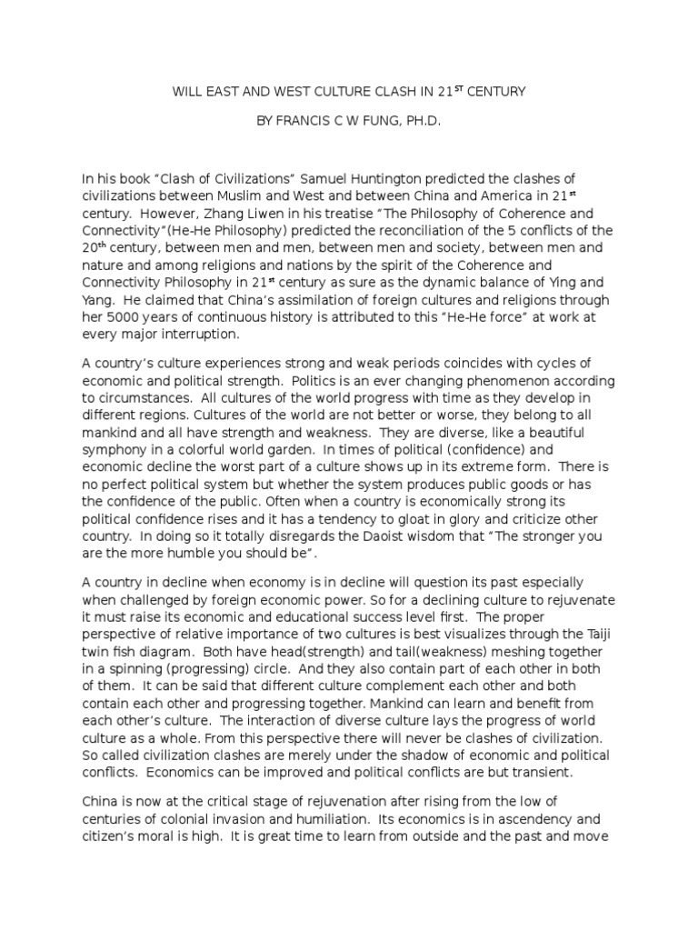 Will East and West Culture Clash in 21st Century | PDF | Civilization ...