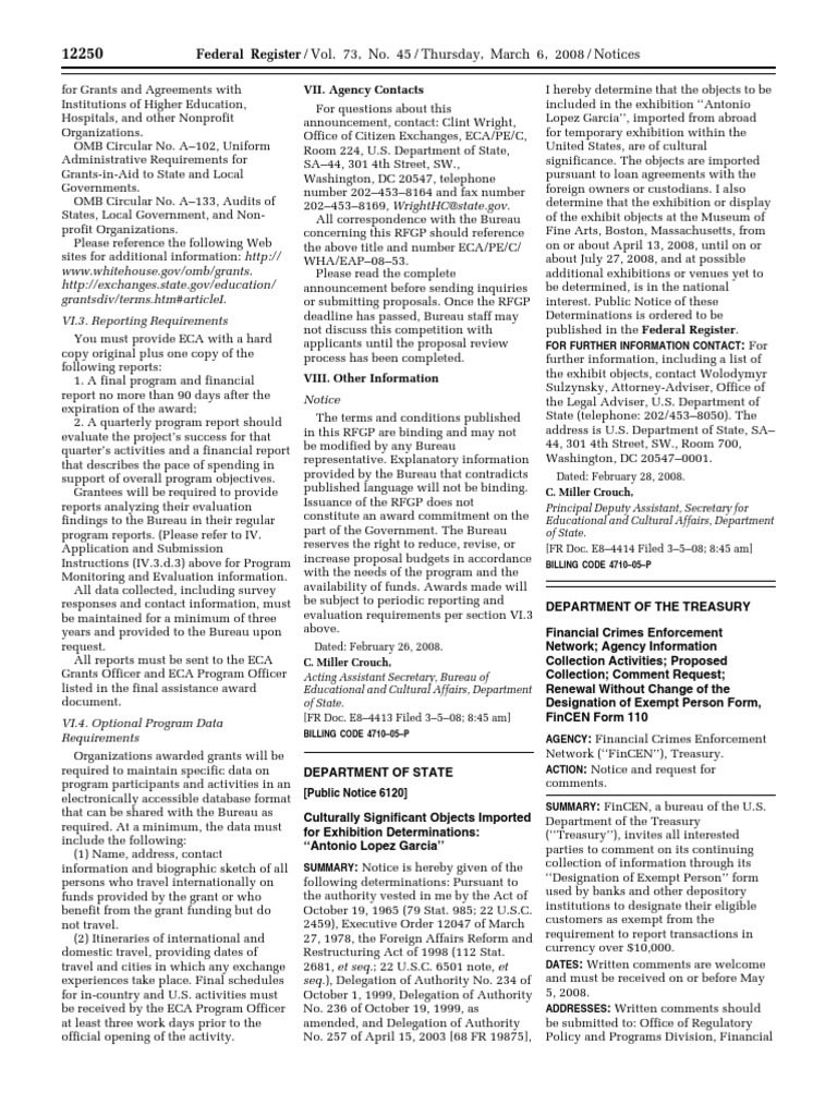 Notice: Bureau of Educational and Cultural Affairs (ECA) Request For ...