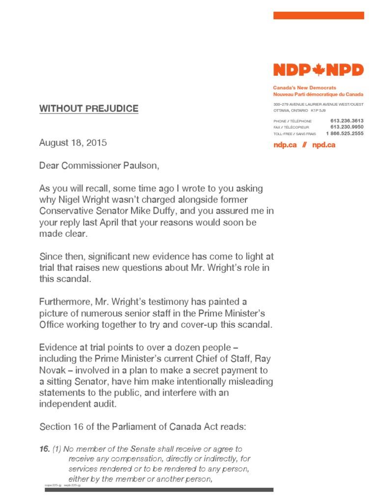 Letter To RCMP Commissioner Paulson | PDF | Justice | Crime & Violence