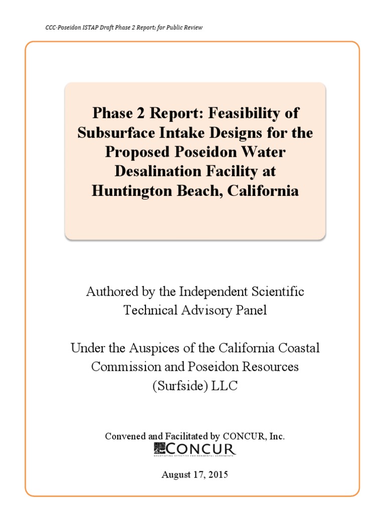 Phase 2 Report: Feasibility of Subsurface Intake Designs For The ...
