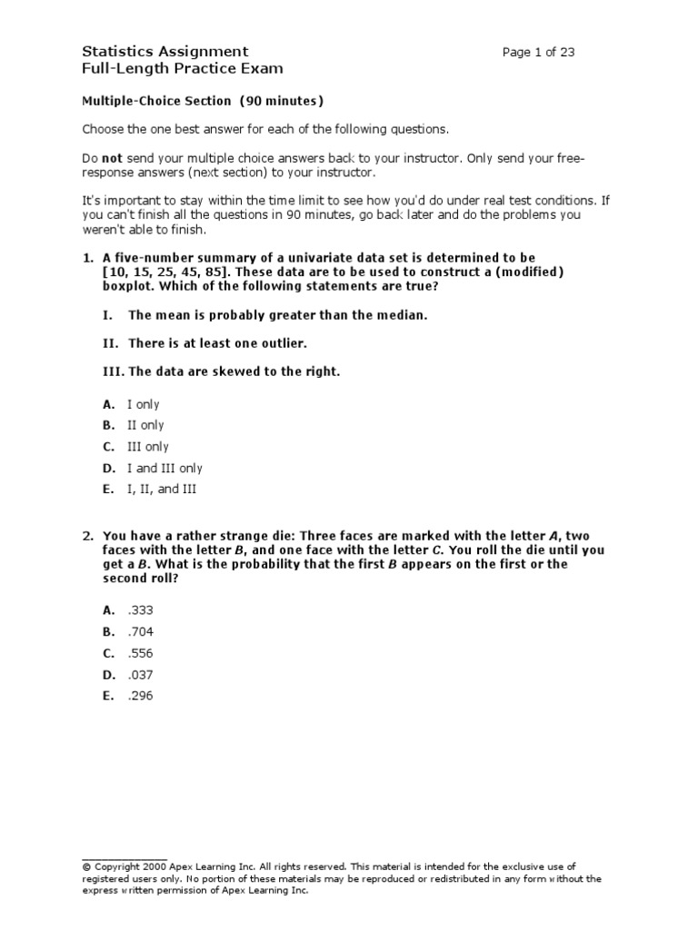 AP-Statistics Exam | PDF | Scientific Control | Experiment