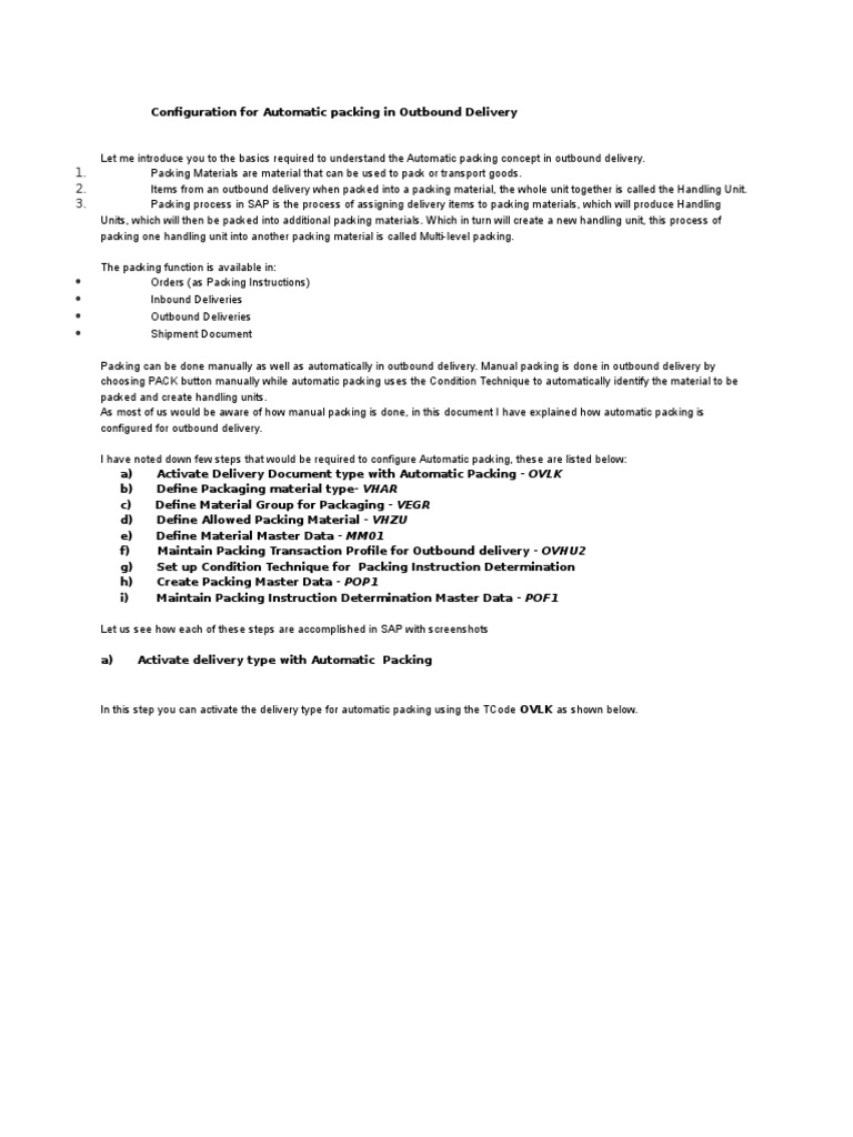 Automatic Packing Configuration Guide | PDF | Packaging And Labeling ...