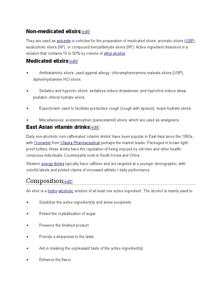 Elixir | PDF | Chemical Substances | Beverages