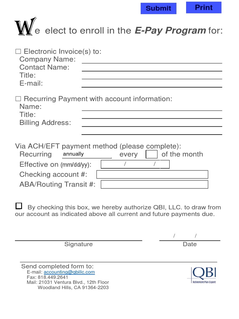 E-Pay Enrollment Form | PDF