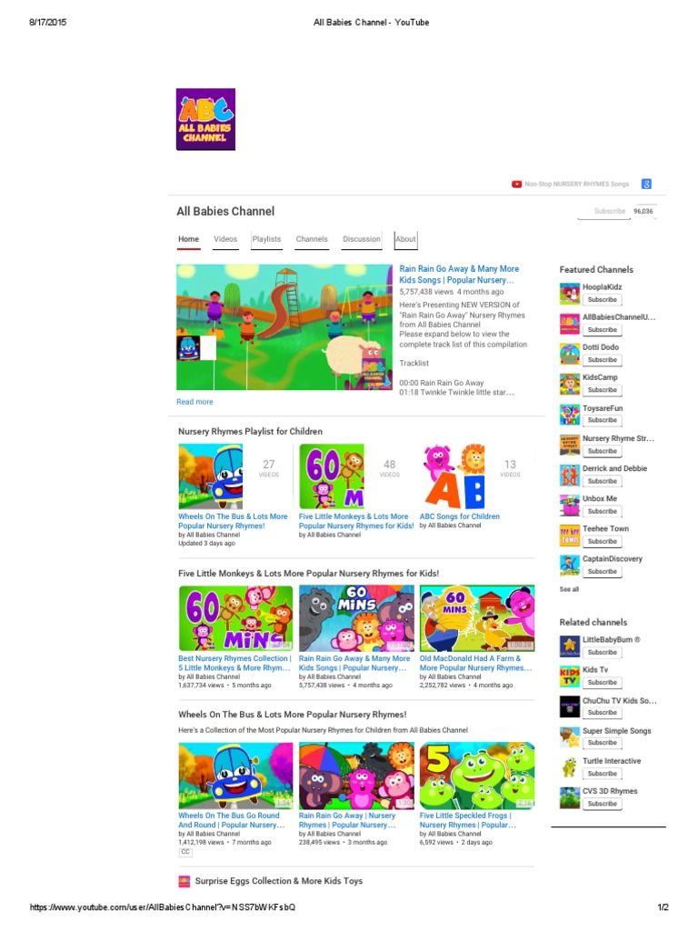 All Babies Channel - YouTube PDF | PDF | Leisure | Entertainment (General)