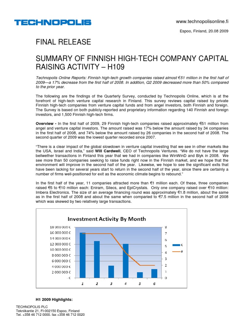 TPO Report H1 2009 | PDF | Angel Investor | Venture Capital