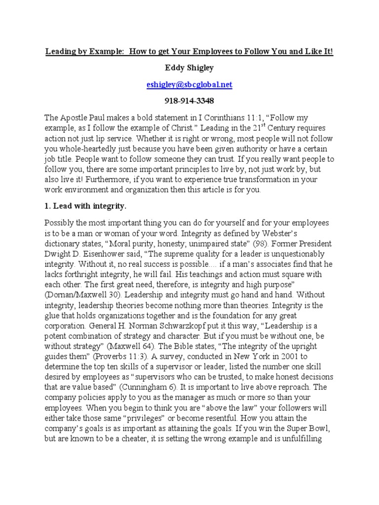 Leading by Example: How To Get Your Employees To Follow You and Like It ...