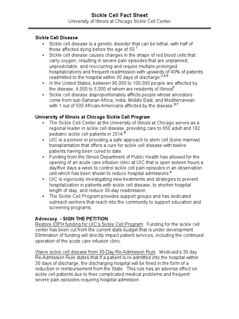 Sickle Cell Fact Sheet | PDF | Sickle Cell Disease | Medicine