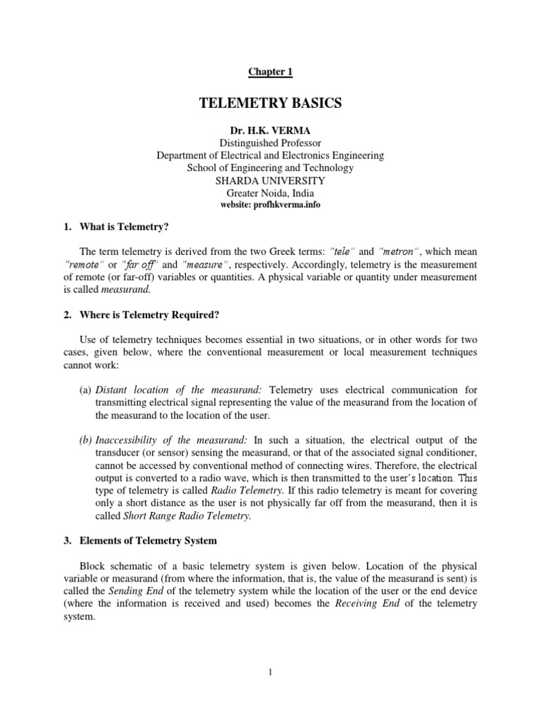 Chapter-1 Telemetry Basics (9 Pages) | Modulation | Transmitter