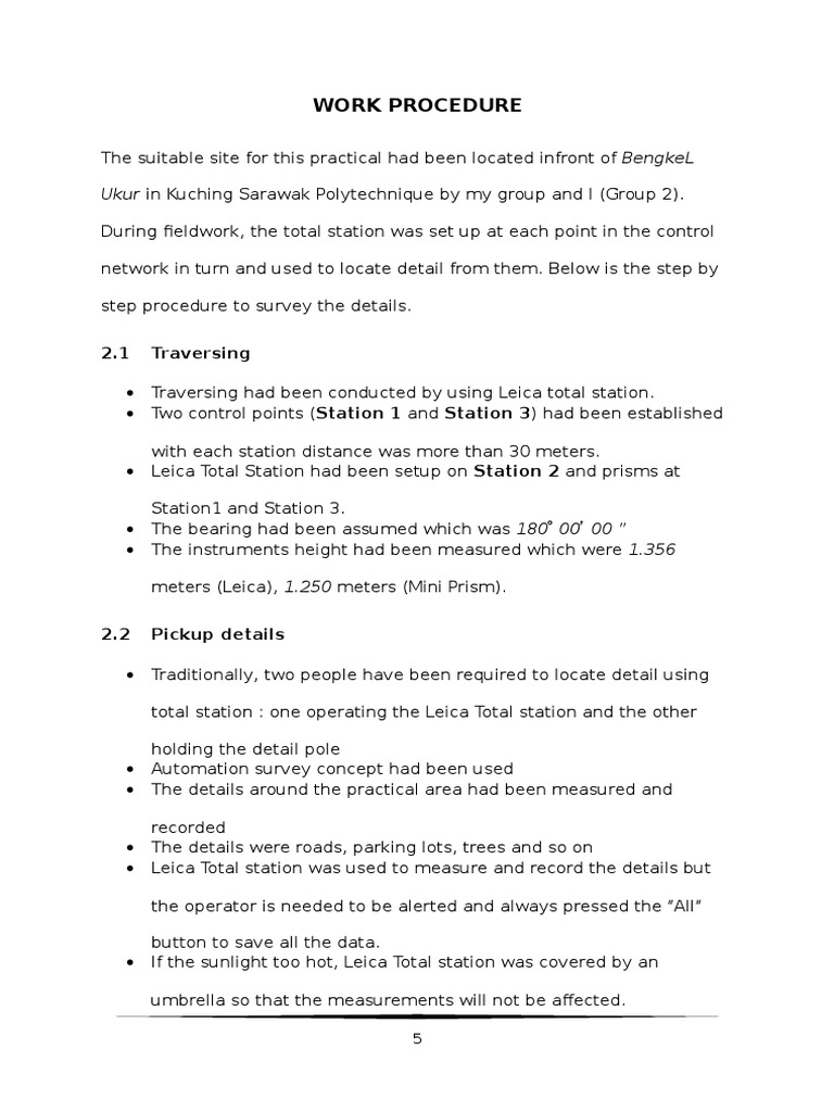 4 - Work Procedure | PDF | Surveying | Computing