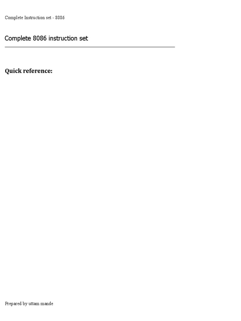 Complete 8086 Instruction Set: Quick Reference | PDF | Binary Coded Decimal | Computer Engineering