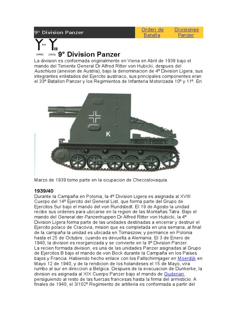 9° Division Panzer | PDF | Panzer Iv | Tanques