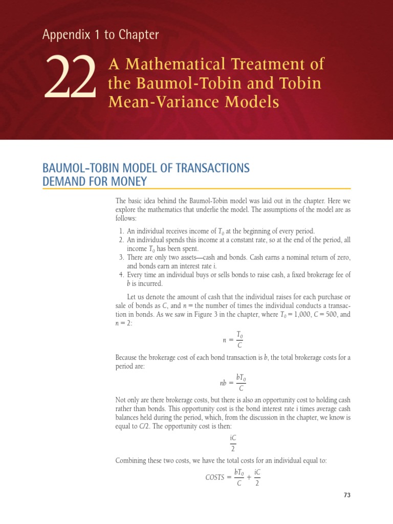 Baumol-Tobin Model of Money Demand | PDF