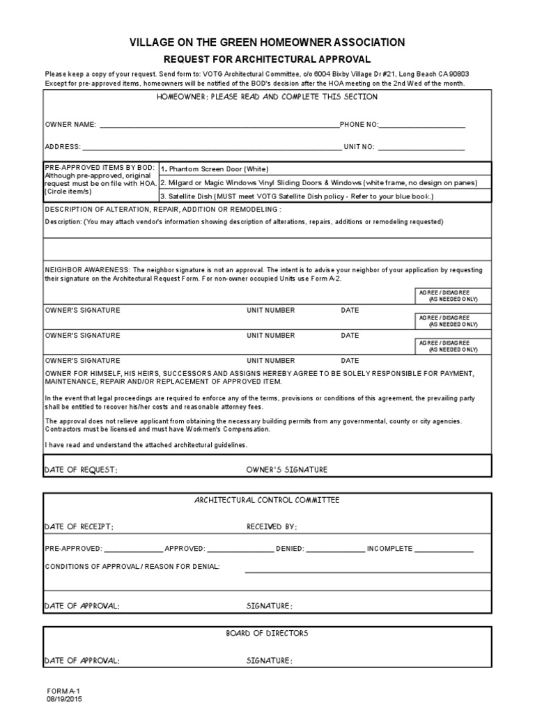 Architectural Approval Request Form | PDF | Social Institutions ...