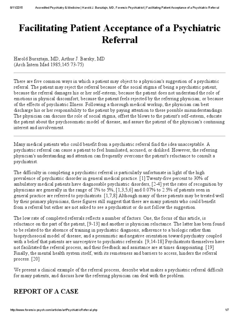 Facilitating Psychiatric Referral | PDF | Psychiatrist | Psychiatry