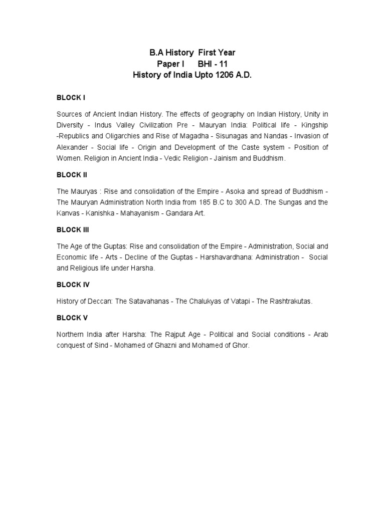B.A History. | PDF | Tamil Nadu | Mughal Empire