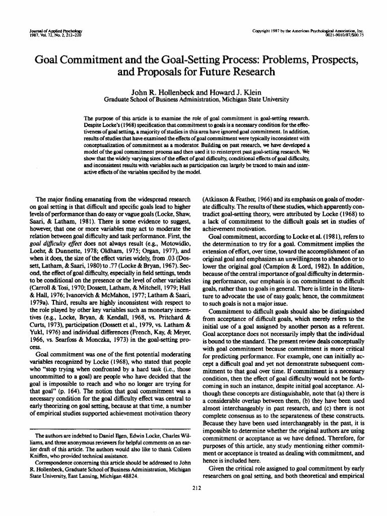 Goal Commitment Process Document | PDF | Goal Setting | Goal