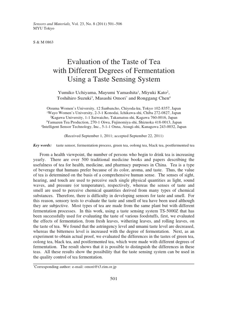 Evaluation of The Taste of Tea With Different Degrees of Fermentation ...