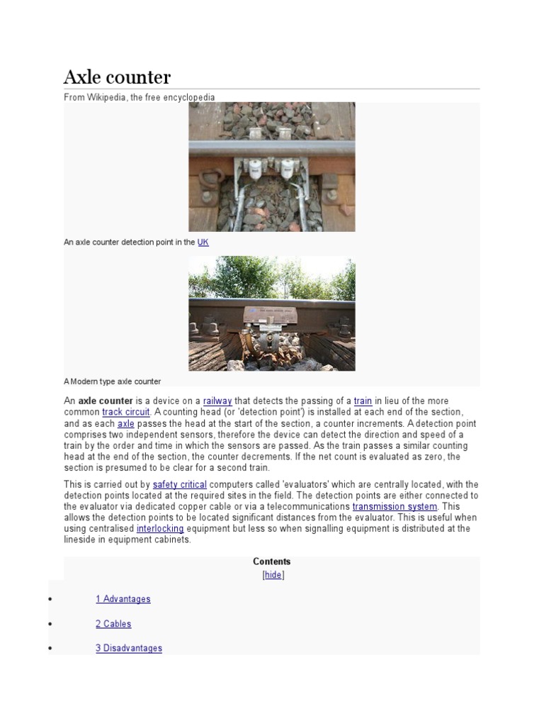 An Axle Counter Detection Point in The | PDF | Rail Infrastructure ...