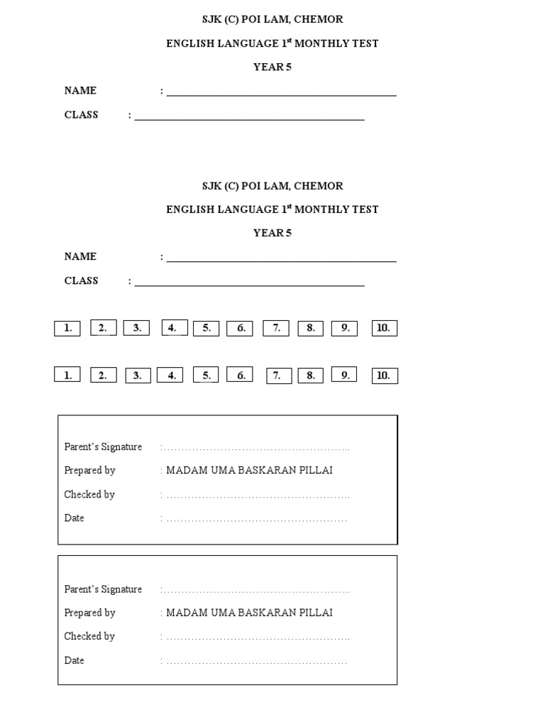 English Test Headings | PDF