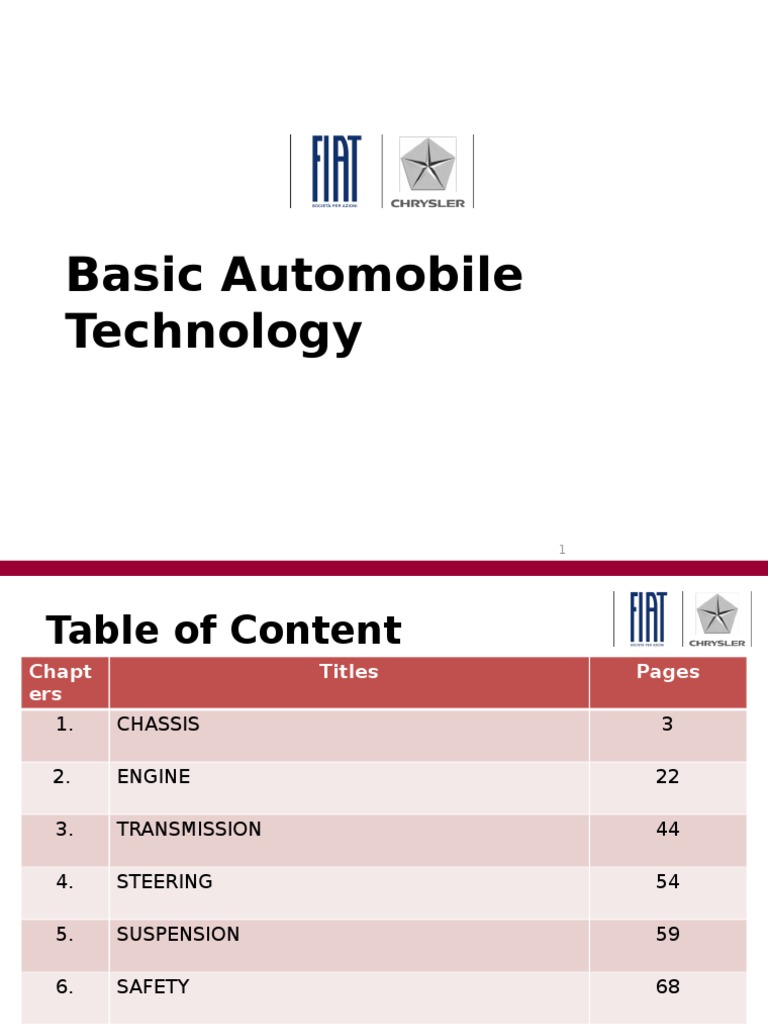 Basic Automobile Technology & Fiat Premier Technologies | PDF | Transmission (Mechanics ...