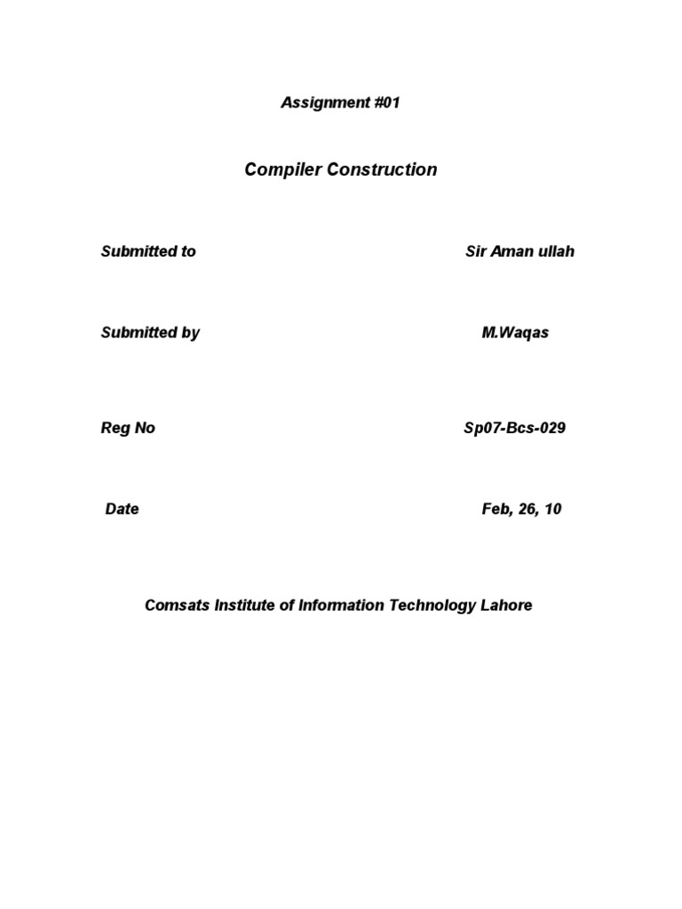 Compiler Construction First Assignment Pdf Parameter Computer Programming Subroutine 